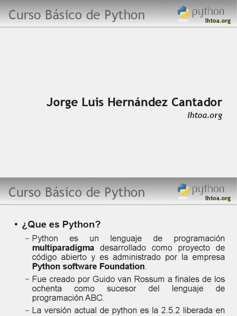 Curso Basico De Python Pdf Python Lenguaje De Programación Programación De Computadoras