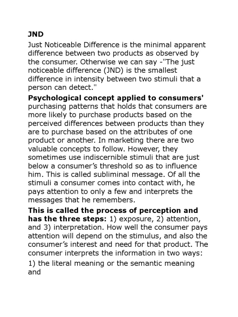 Understanding Just Noticeable Difference | PDF | Perception | Brand