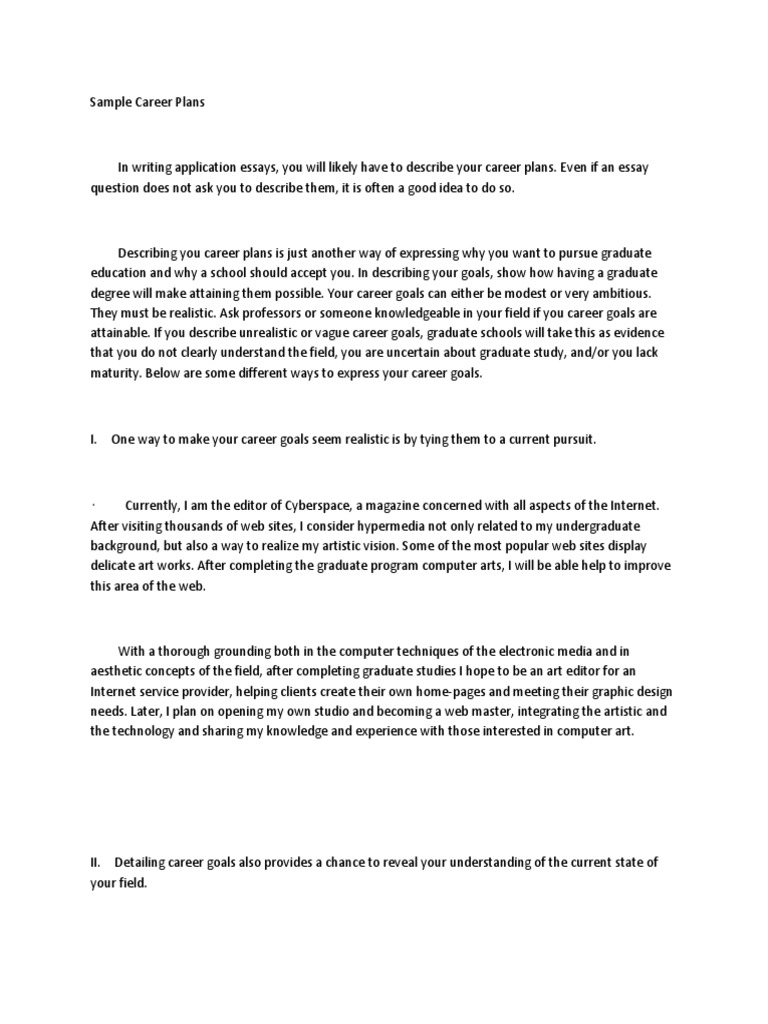 Sample Vocational Plans