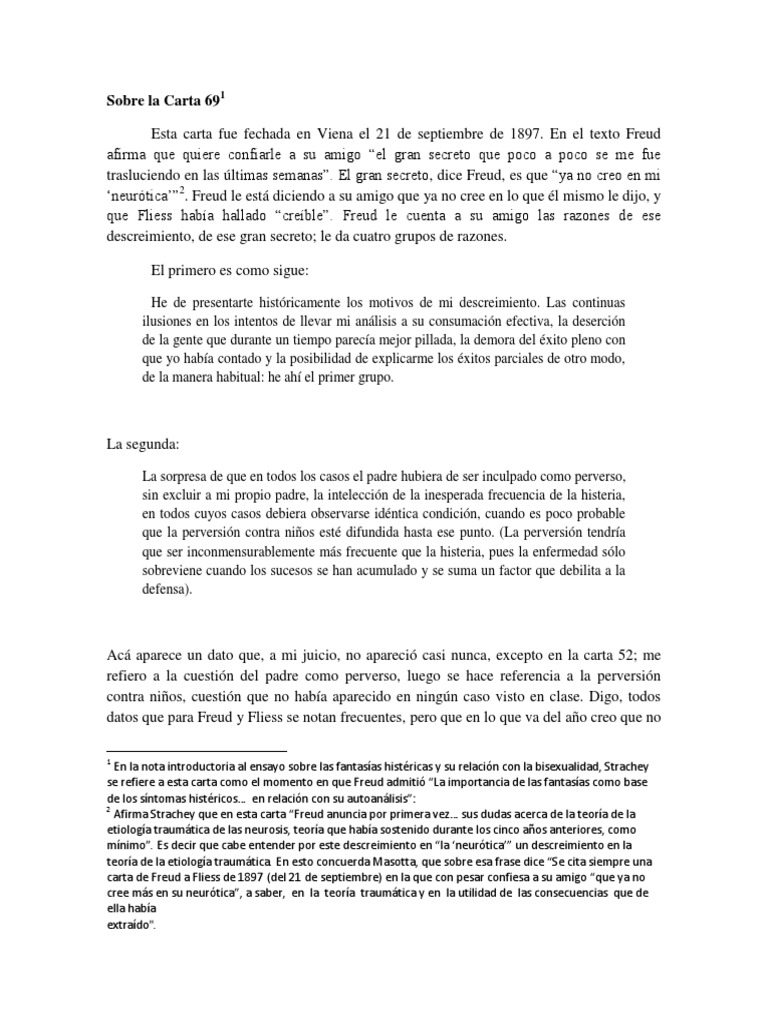 Sobre La Carta 69 | PDF | Sigmund Freud | Verdad