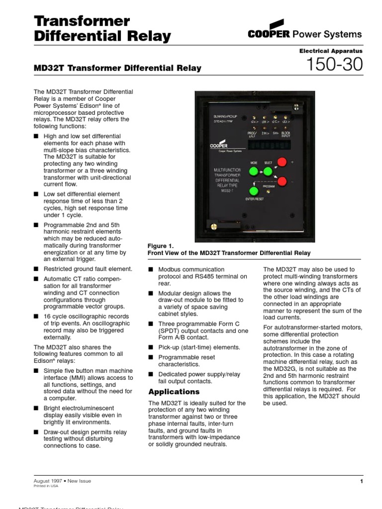 Transformer Differential Relay | PDF | Relay | Transformer