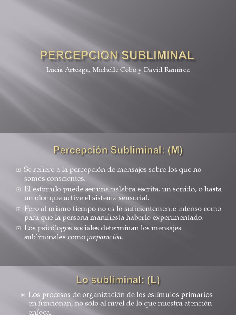 Percepción y Mensajes Subliminales | PDF | Percepción | Evaluación ...