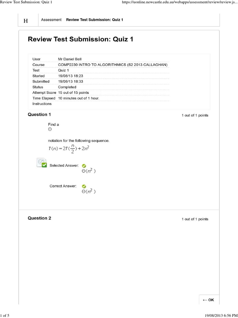 Quiz 1 Review Submission | PDF