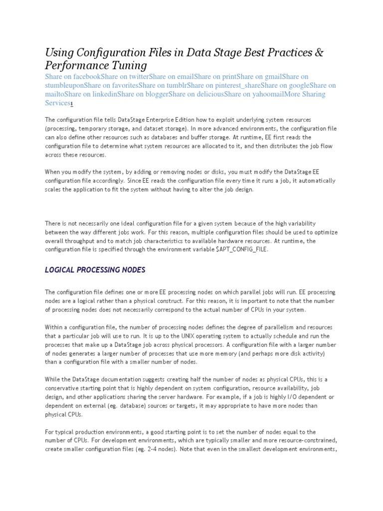 Optimizing DataStage Configuration Files | PDF | Parallel Computing ...