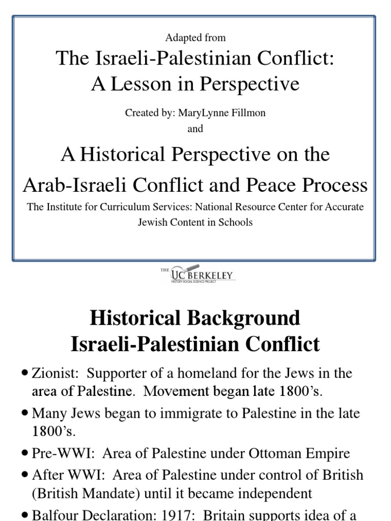 Israeli-Palestinian Conflict Historical Background | PDF | Palestinian ...