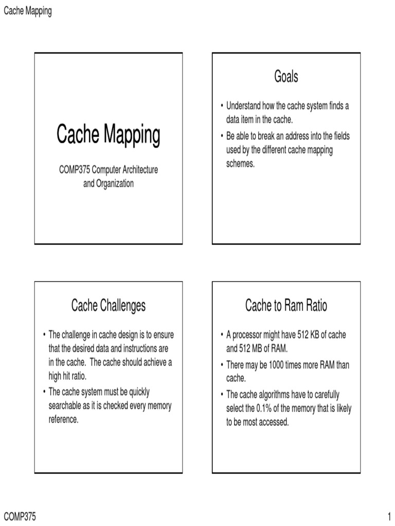 Cache Mapping Cache Mapping: Goals | PDF