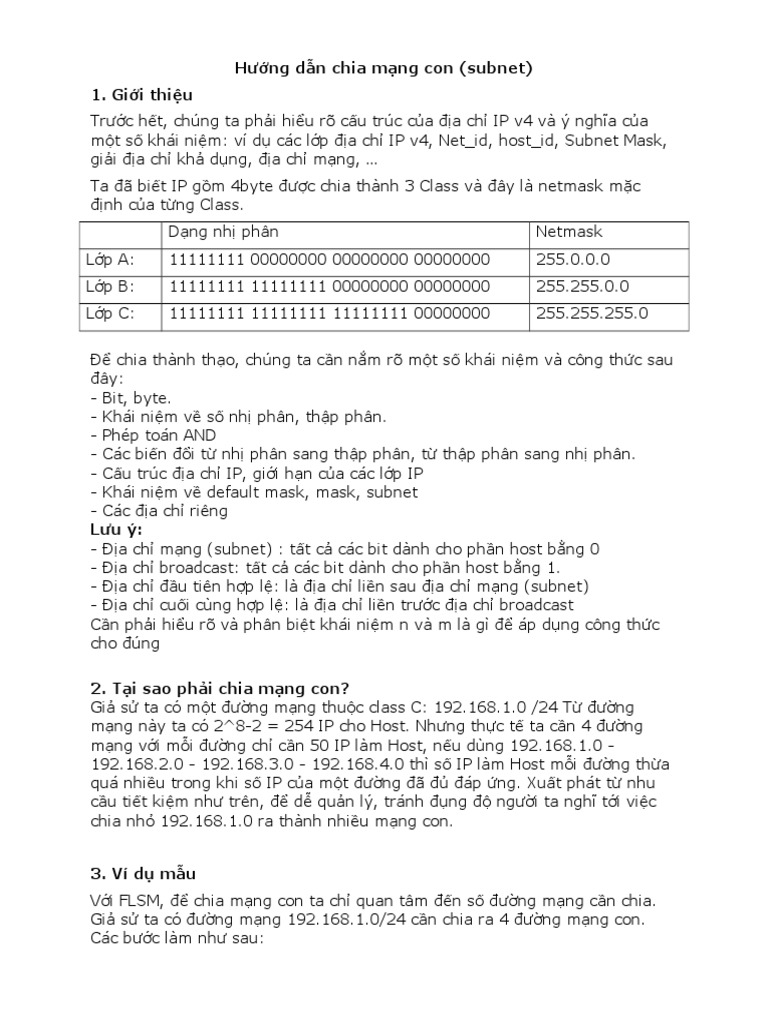 Week 04 - CNM - Bai Tap Chia Subnet | PDF