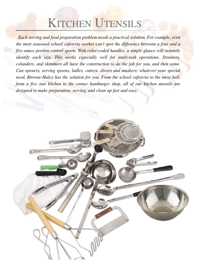 Kitchen Utensils Pdf Pdf Spoon Cookware And Bakeware