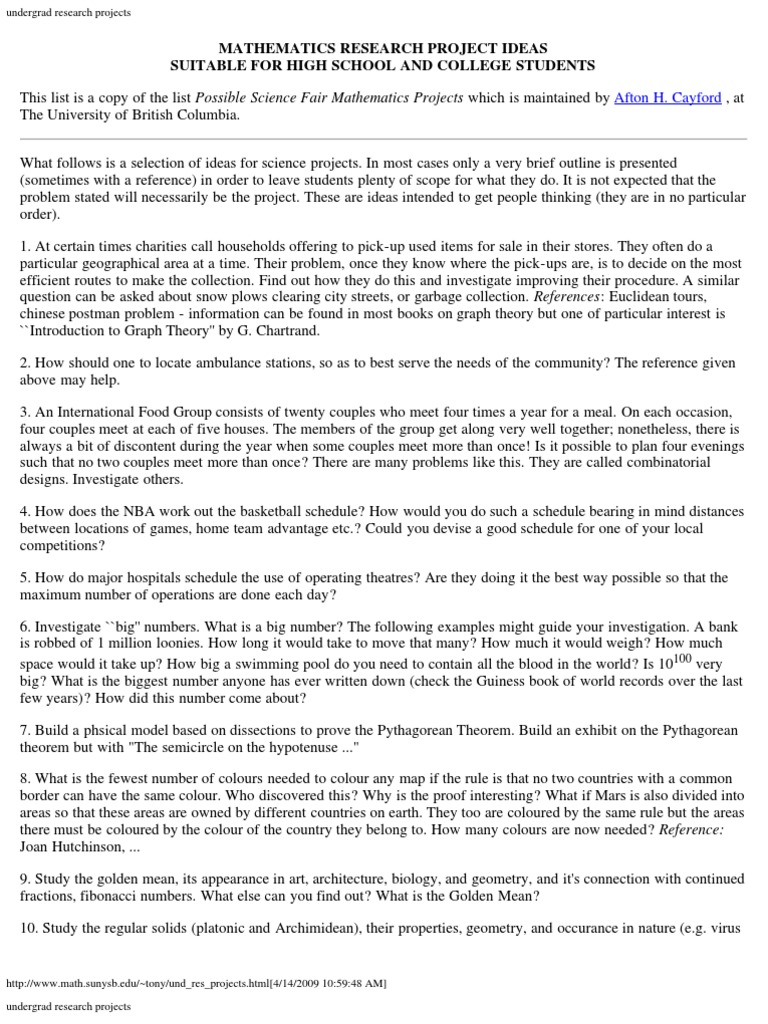 Mathematics Research Project Ideas | PDF | Area | Pi