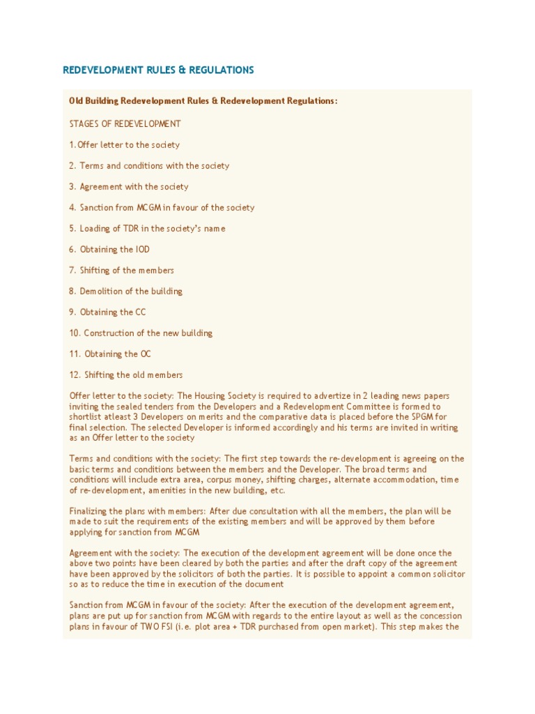 Redevelopment Rules | PDF | Door | Plumbing