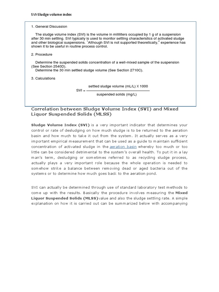 Sludge Volume Index | PDF | Environmental Technology | Environmental Engineering