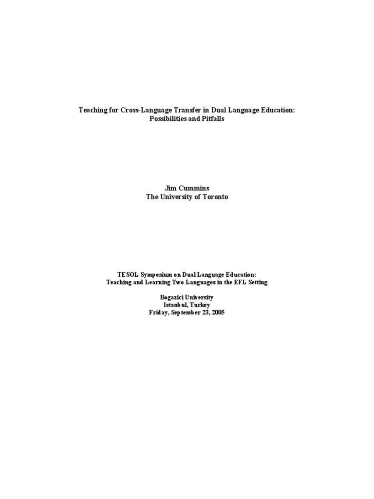 Teaching Cross-Language Transfer Strategies | PDF | Multilingualism ...