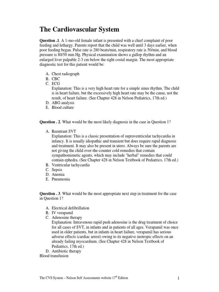 CVS MCQs | PDF | Heart | Congenital Heart Defect