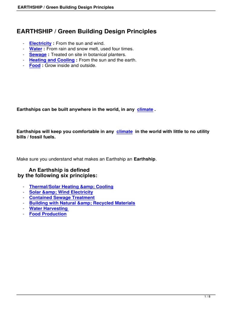 Earthship Green Building Design Principles | PDF | Sustainable Energy ...