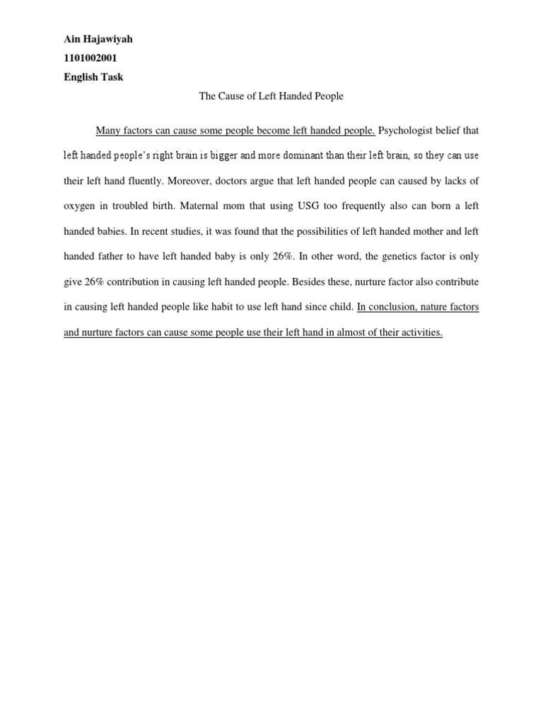 Causes of Left-Handedness Explained | PDF