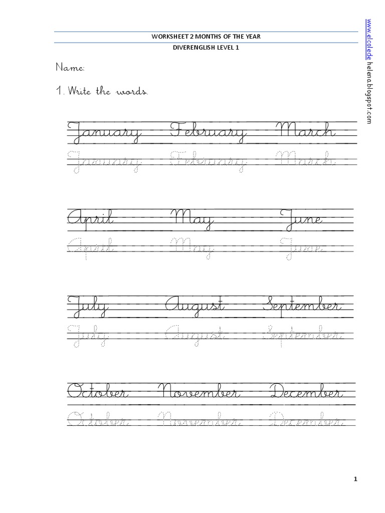 Months of the Year Worksheet | PDF | Poetry