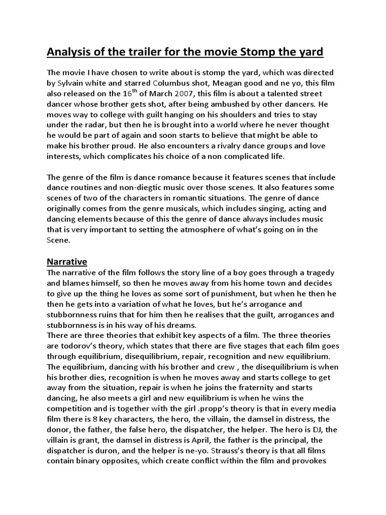 Analysis of The Trailer For The Movie Stomp The Yard | PDF | Dances | Genre