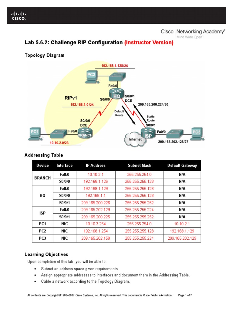 E2 Lab 5 6 2 Instructor | PDF | Router (Computing) | Routing