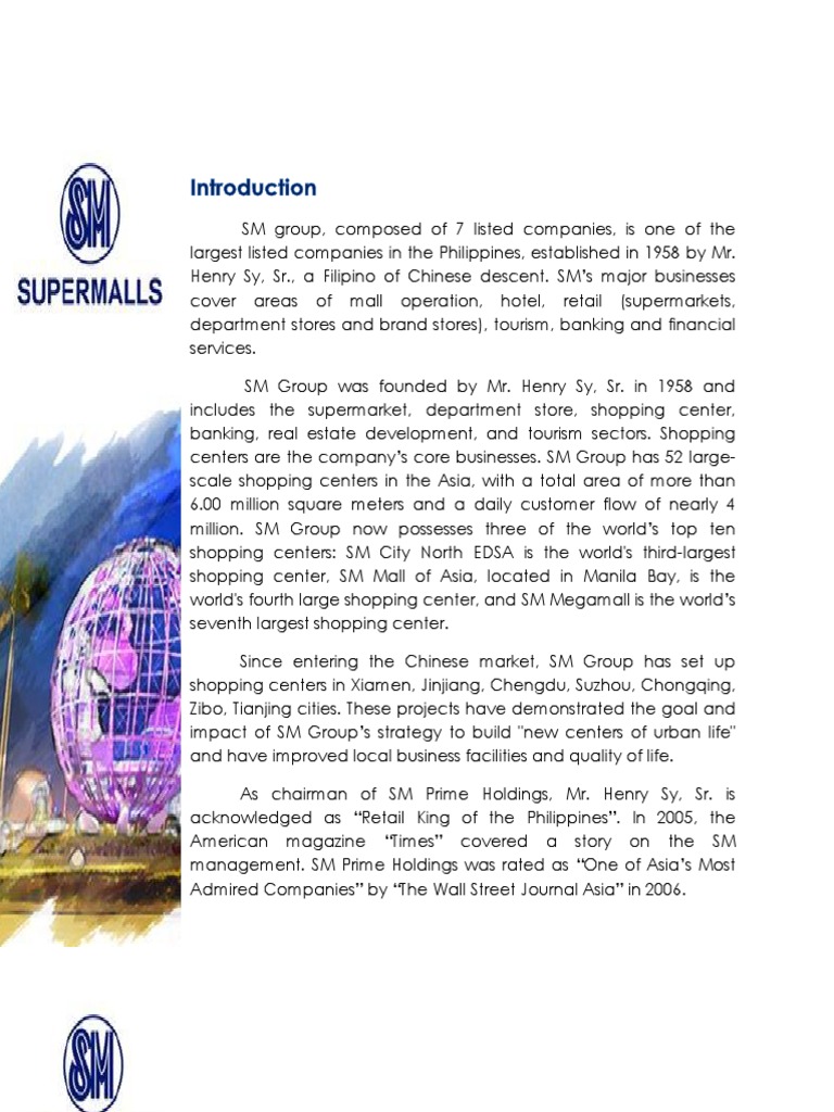 SM Group: Corporate Profile & Vision | PDF | Shopping Mall | Retail
