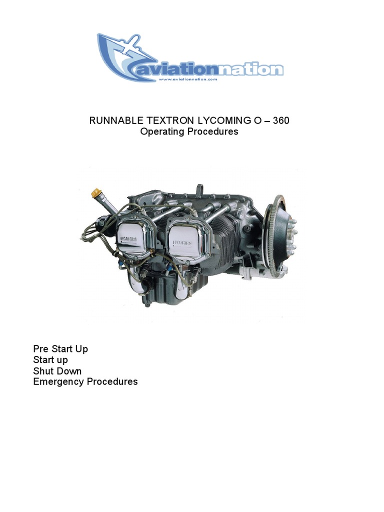 Textron Lycoming O-360 Engine Procedures | PDF | Throttle | Switch