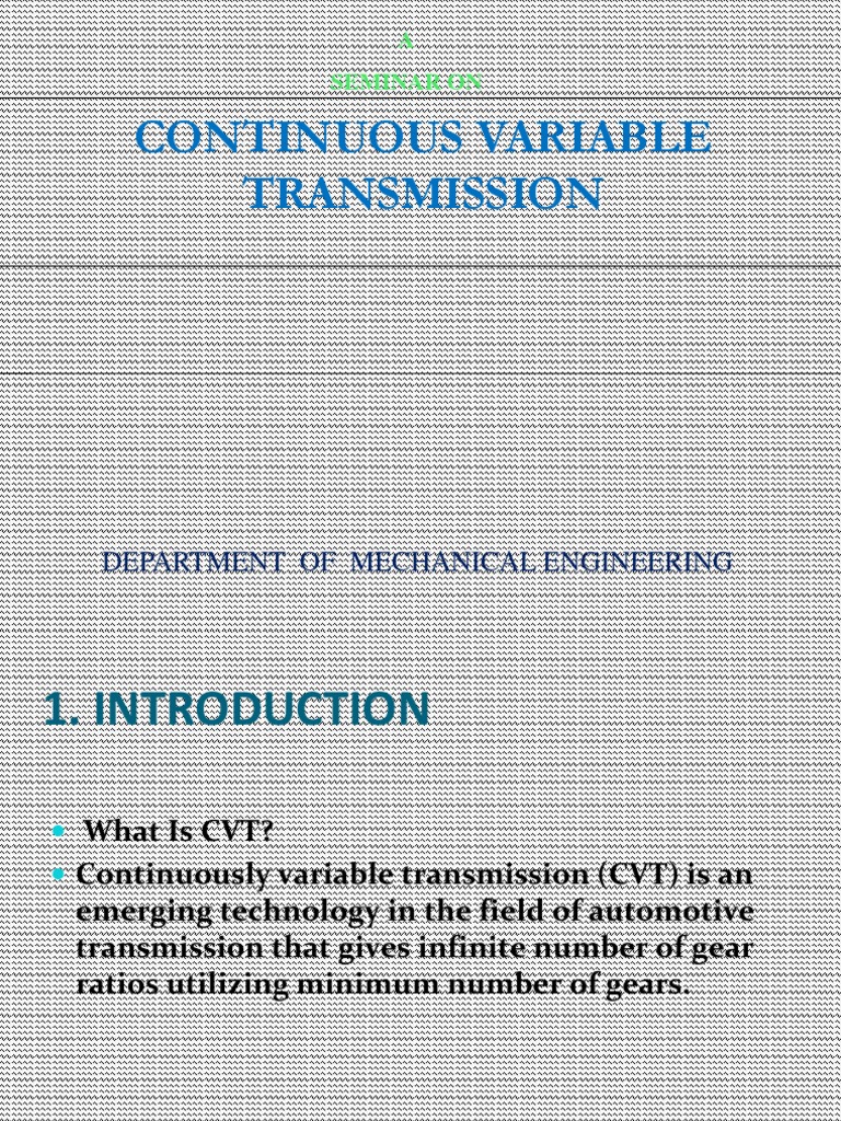 Continuous Variable Transmission | PDF | Transmission (Mechanics) | Gear