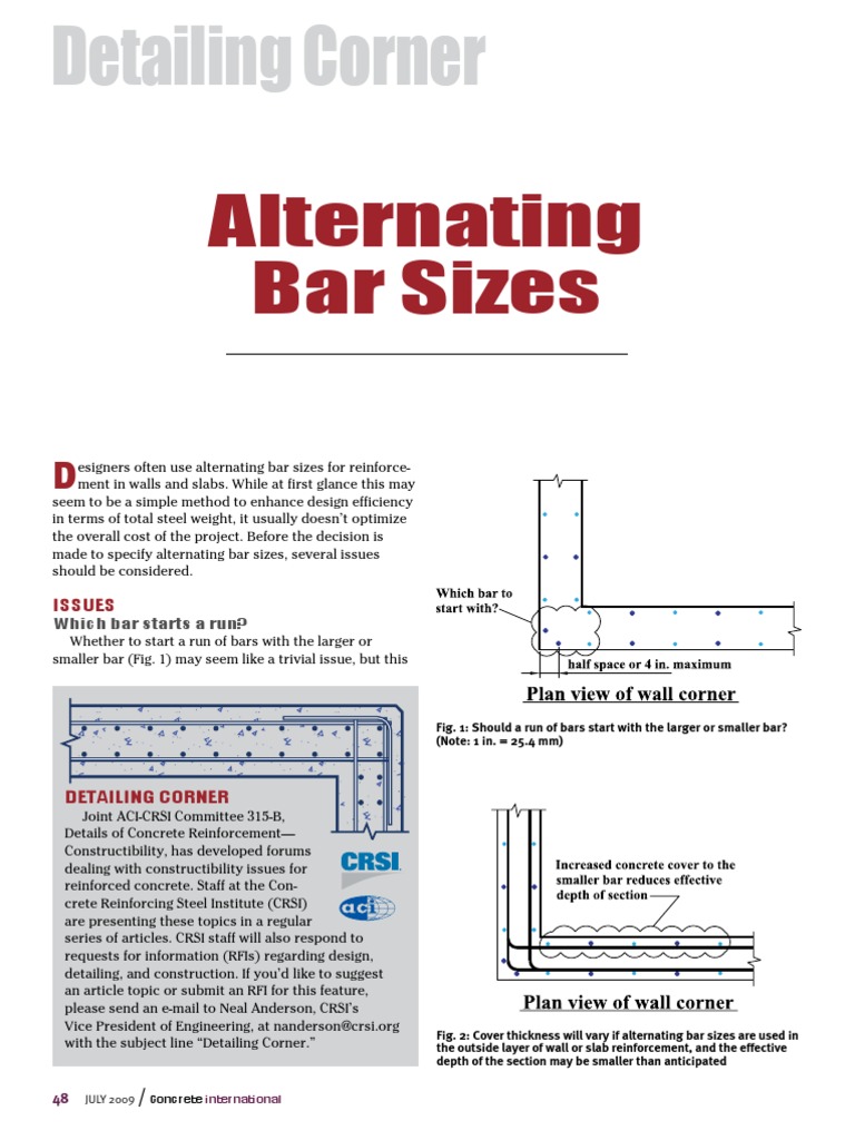 Article - Alternating Bar Sizes - CRSI | PDF | Prestressed Concrete ...