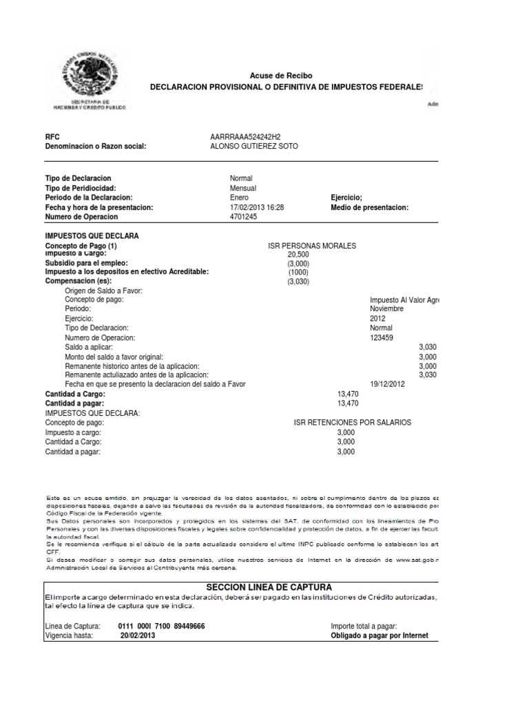 Acuse de Recibo_Declaracion Provisional o Definitiva de Impuestos Federales