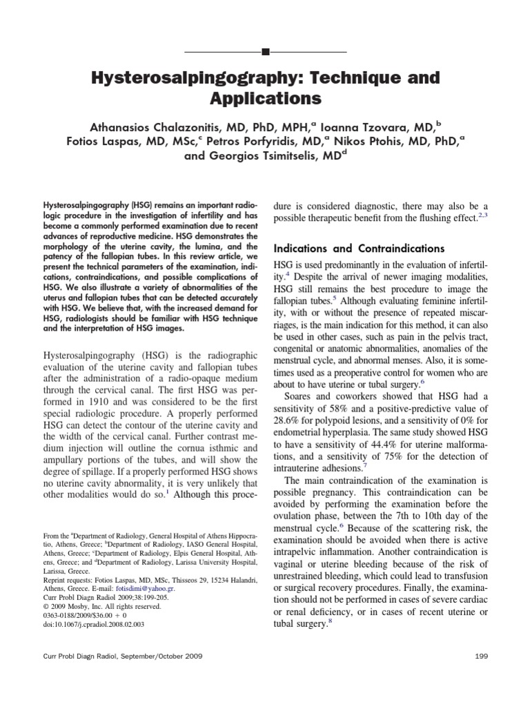 Hysterosalpingography 2009 | PDF | Uterus | Sexual Health