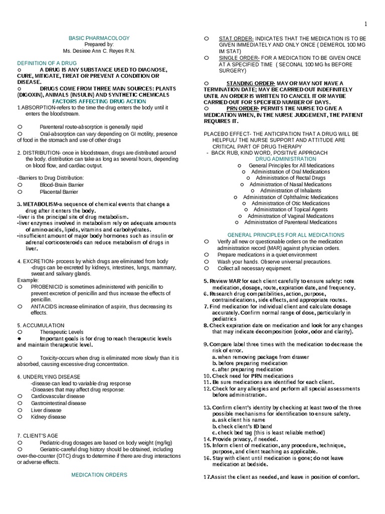 An Overview of Basic Pharmacology: Drug Actions, Administration Routes ...