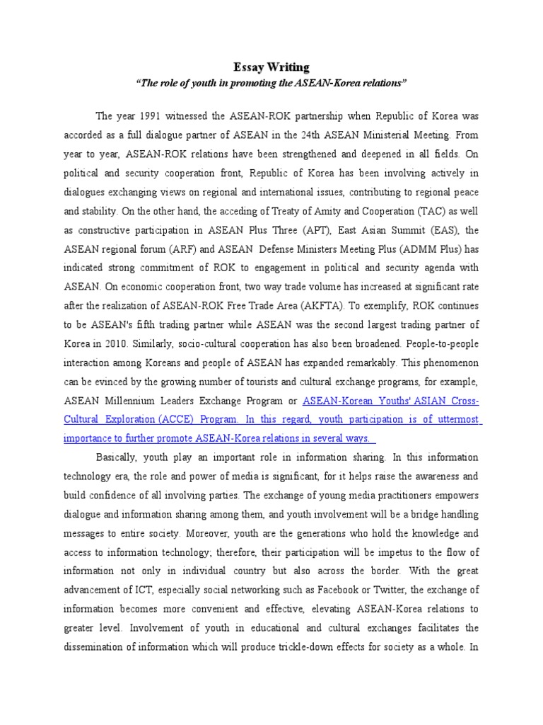 1000 Word Essay | PDF | Association Of Southeast Asian Nations | South ...