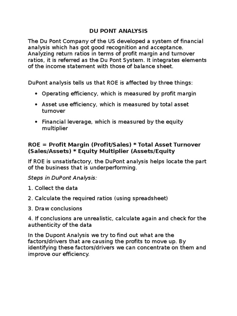 Du Pont Analysis | PDF | Expense | Income Statement