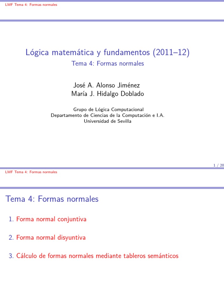 Formas Normales en Lógica Matemática | PDF | Expresiones lógicas ...
