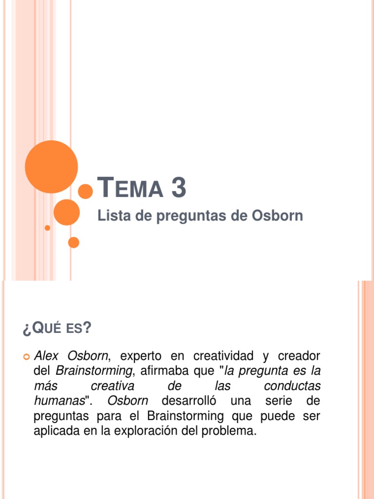 TEMA 3 LISTA DE PREGUNTAS DE OSBORN.ppt | Motivación | Autosuperación