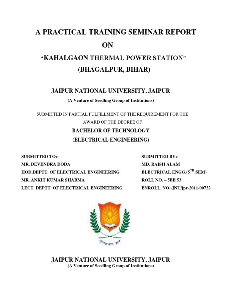 A Practical Training Seminar Report | Download Free PDF | Science And ...