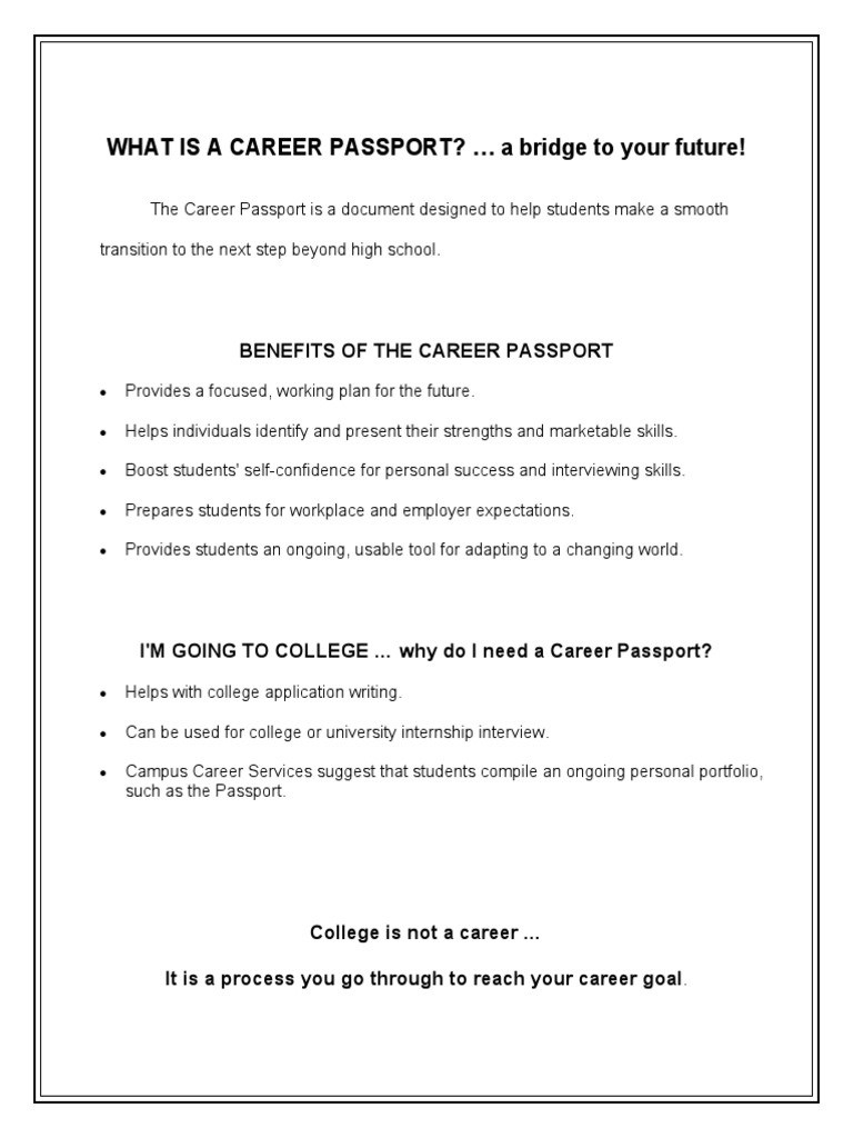 Careerpassport Sample | PDF | Competence (Human Resources) | Goal