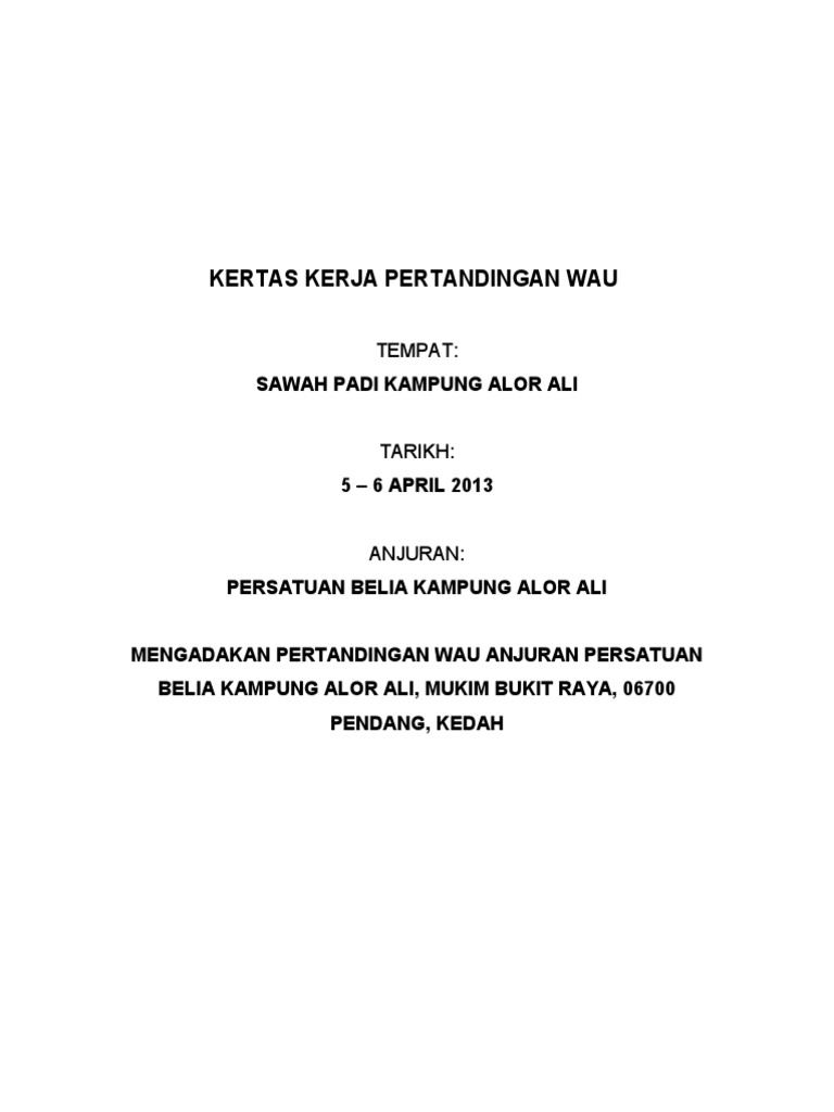 Kertas Kerja Pertandingan Wau | PDF