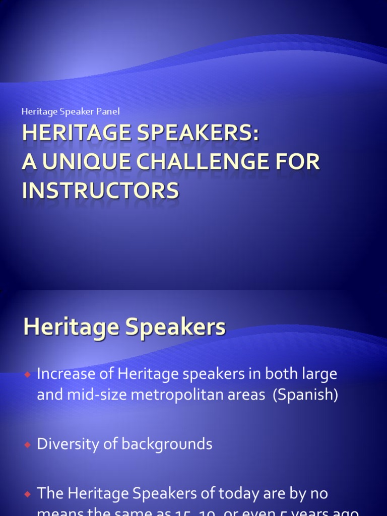 Combined Heritage Speakers Panel | PDF