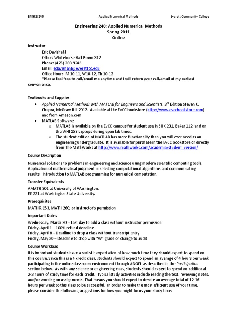 ENGR240 Applied Numerical Methods | PDF | Numerical Analysis | Test ...
