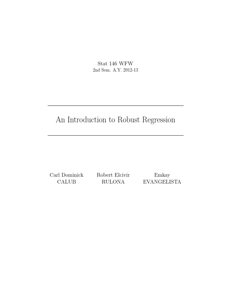 An Introduction To Robust Regression Pdf Ordinary Least Squares Robust Statistics 