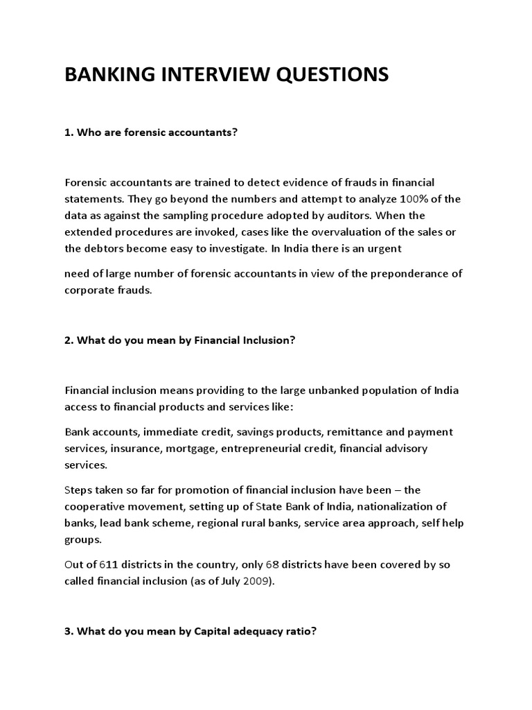 Banking Interview Questions | PDF | Reserve Bank Of India | Taxes