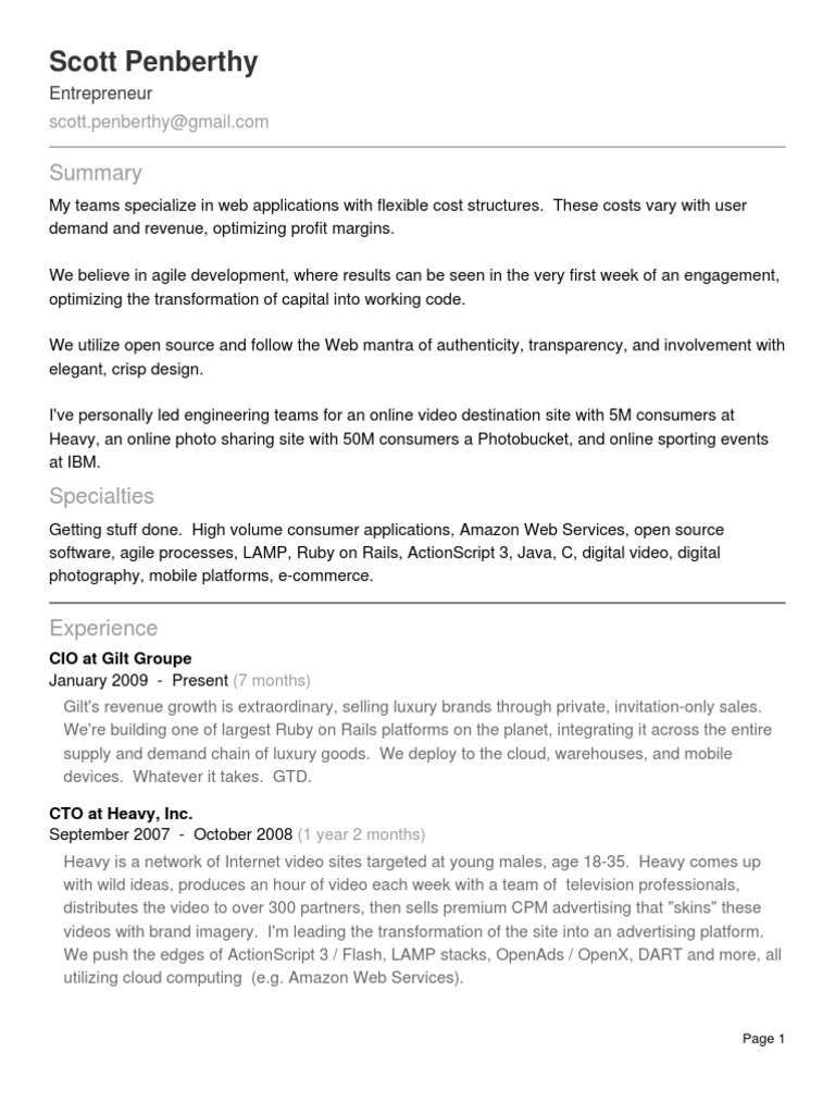 Scott Penberthy Resume | PDF | Ibm | Leadership