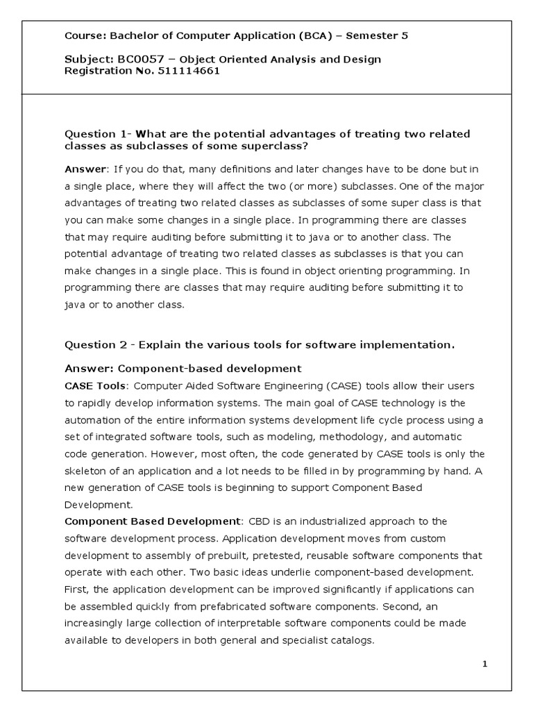 BC0057 - Object Oriented Analysis and Design | PDF | Component Based ...