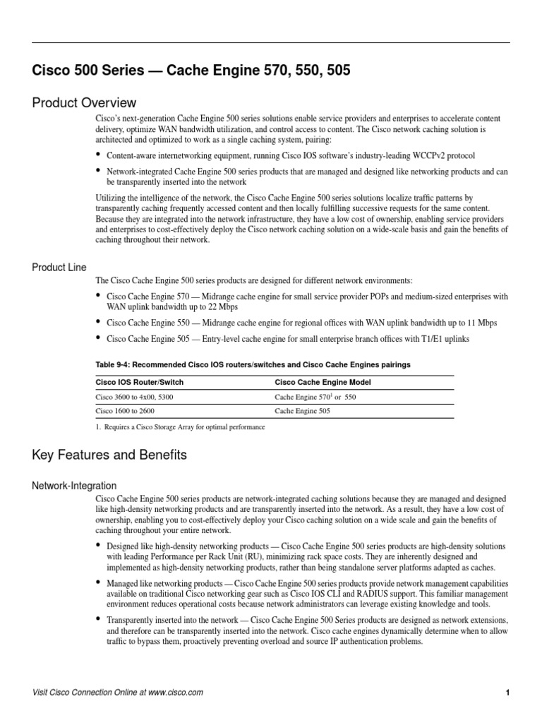 Cisco Cache Engine 500 Series Overview | PDF | Cache (Computing ...