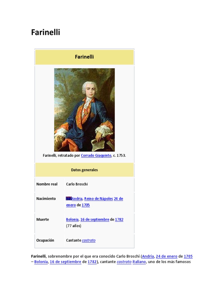 Farinelli | PDF | Música vocal | Ópera
