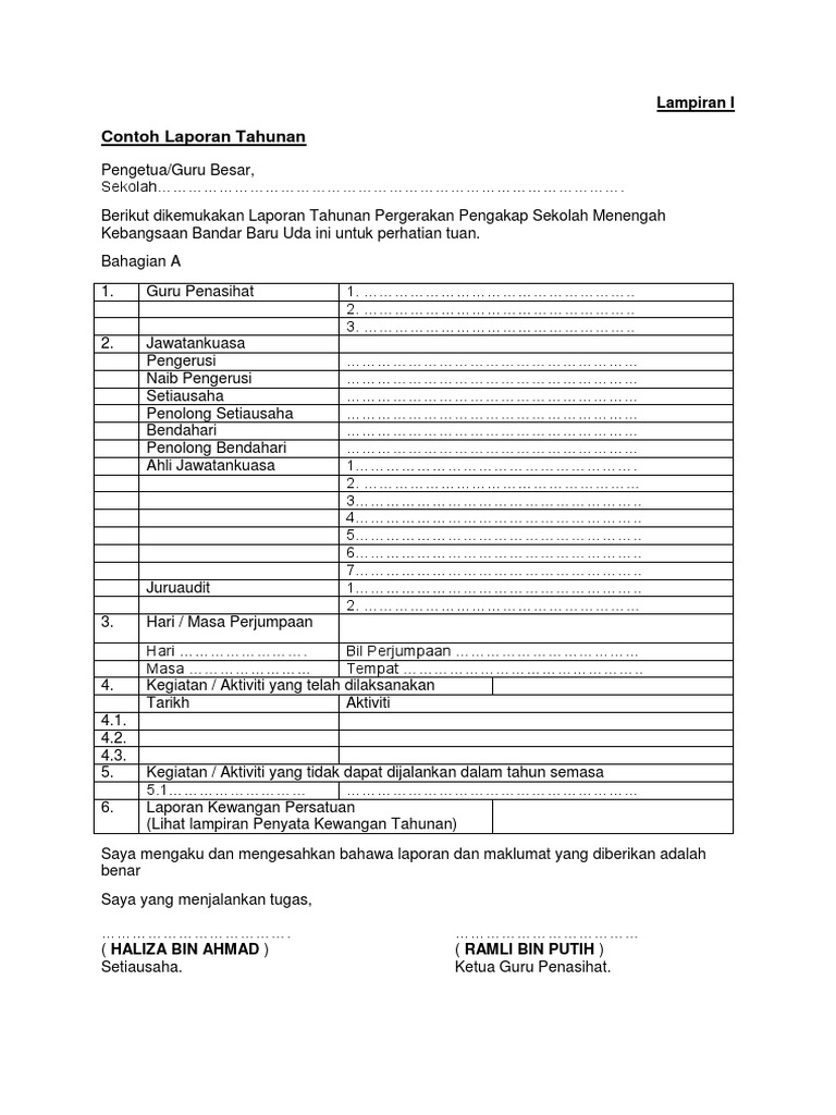 Contoh Laporan Akhir Tahun | PDF