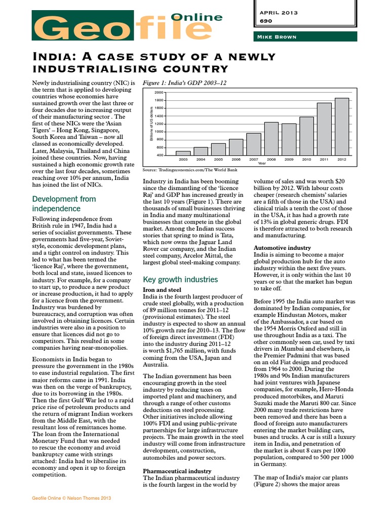 India: A Case Study of A Newly Industrialising Country: Online | PDF ...