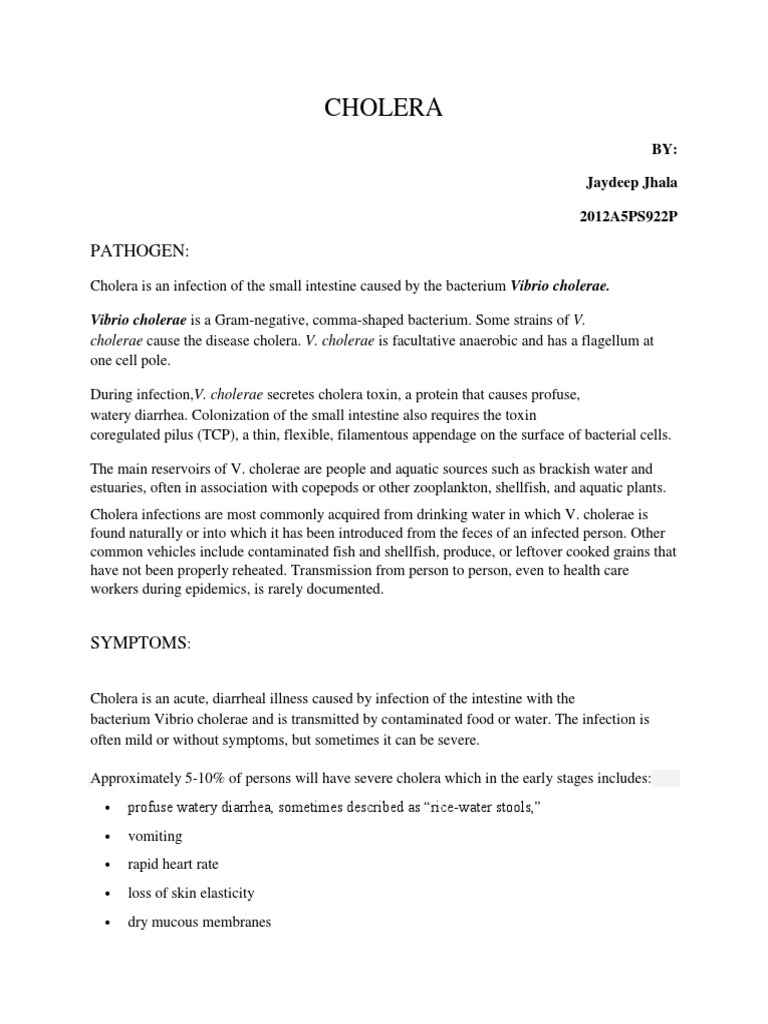 Cholera | PDF | Cholera | Diarrhea
