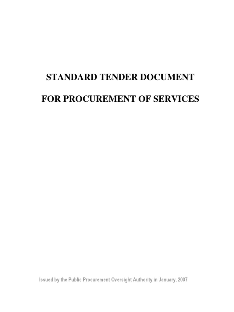 Standard Tender Document For Procurement of Services | Download Free ...