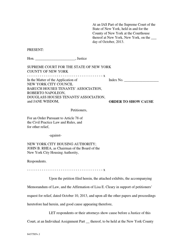 Order To Show Cause | PDF | New York | New York City