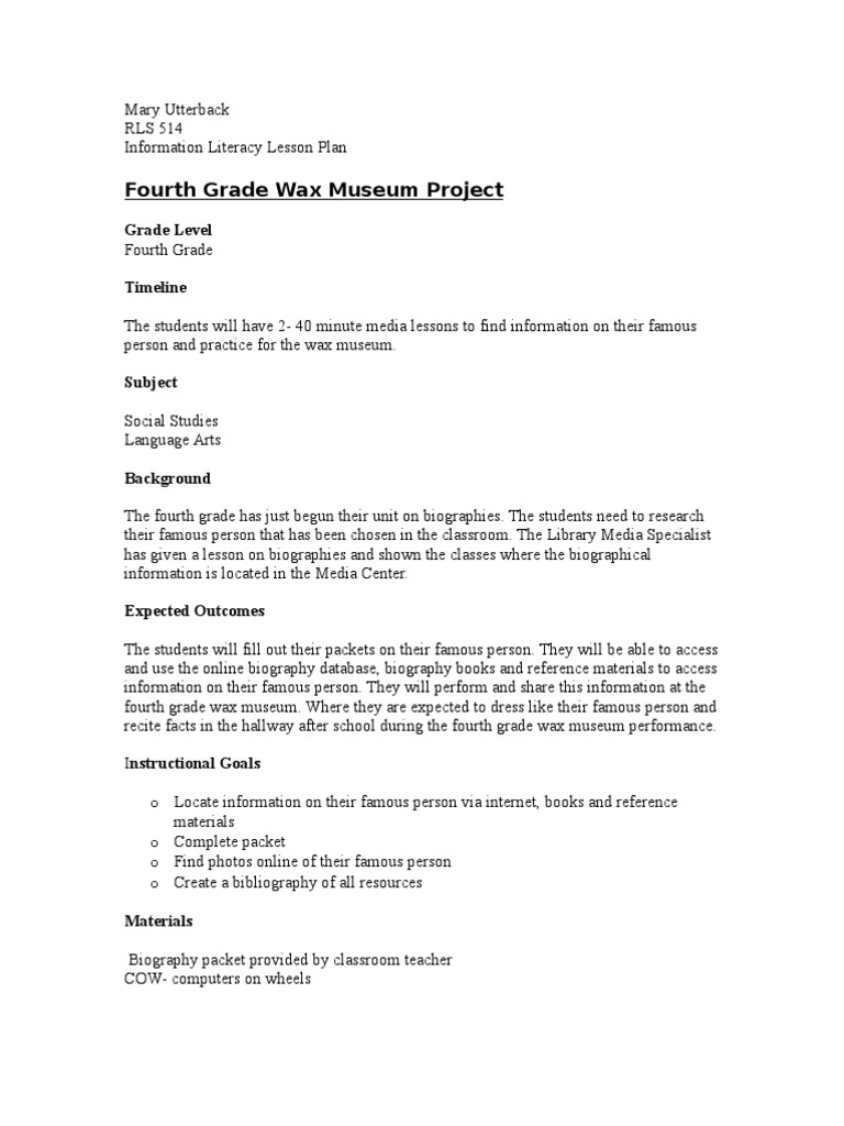 Wax Museum Lesson Planb | PDF